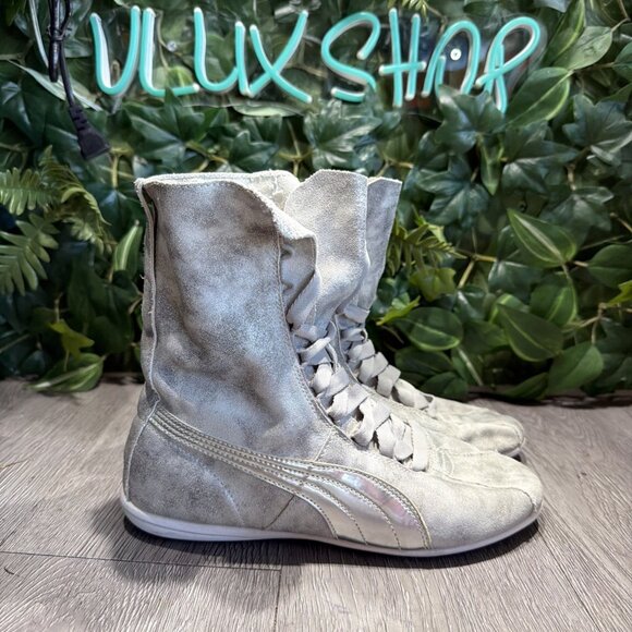 Puma | Shoes | Puma Eskiva Womens White Leather High Top Boxing Shoes ...
